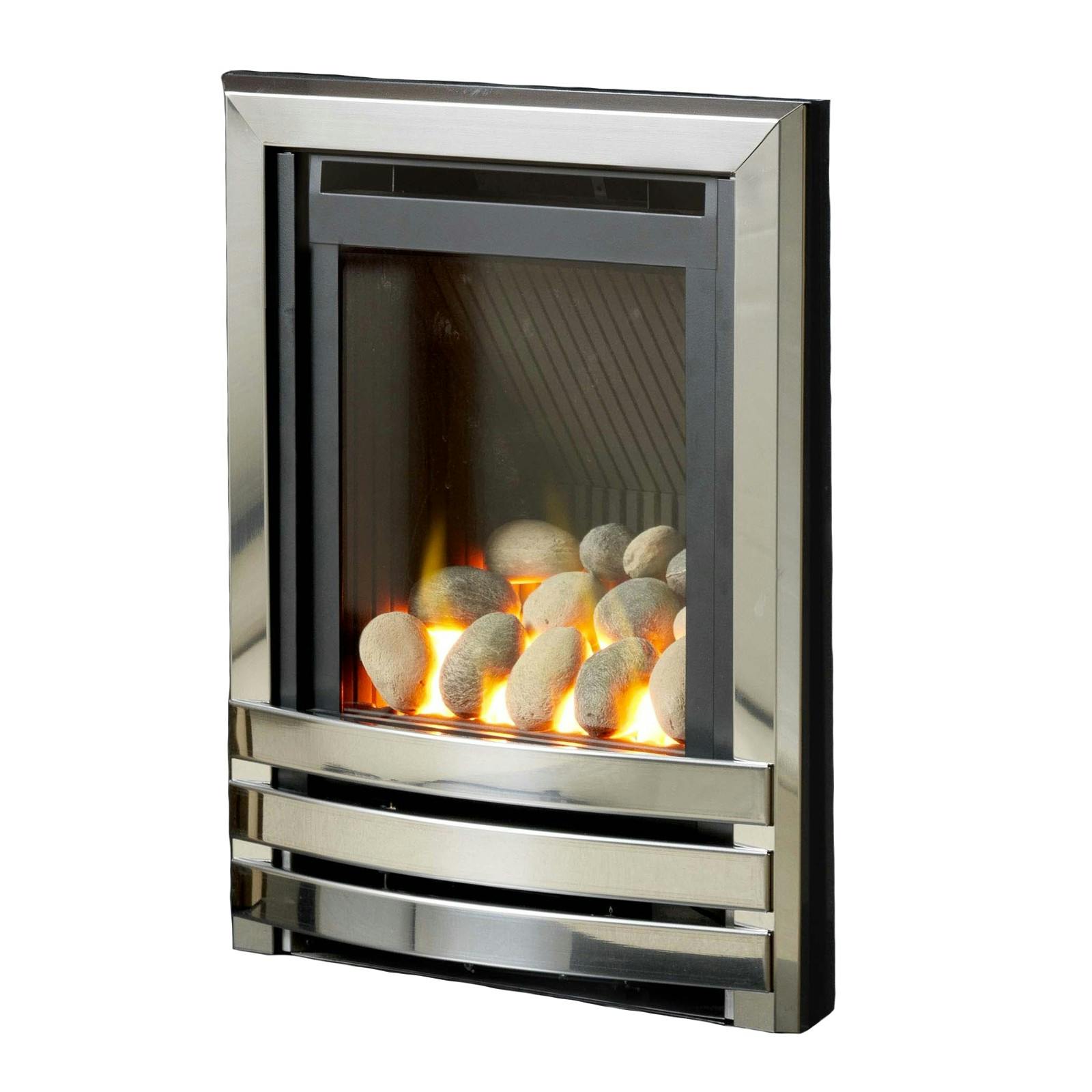 Flavel Linear High Efficiency Polished Silver Gas Fire